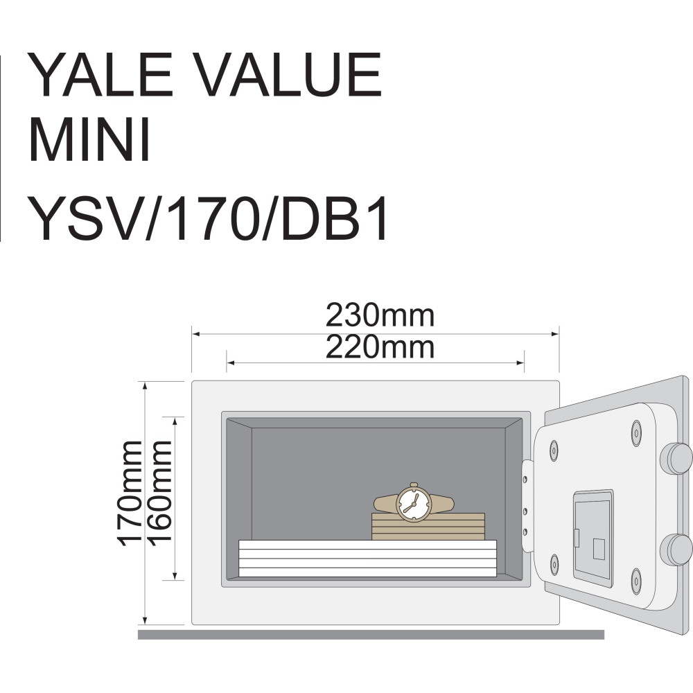 YALE VALUE Mini YSV/170/DB2 seif negru - E-shop manere-cutii.ro